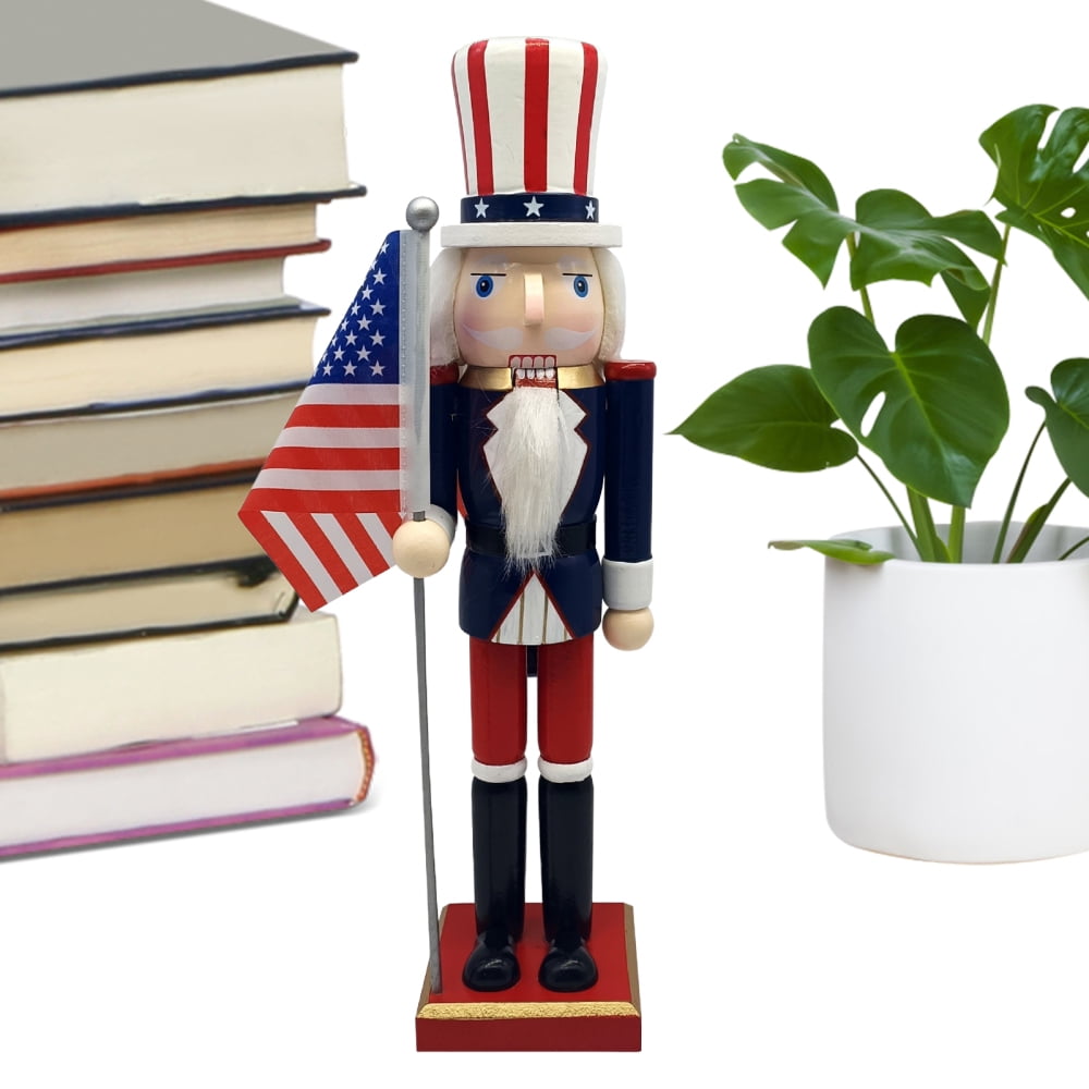 SHZONS Nutcracker Soldier Statue July 4th Decor Wooden Nutcracker ...