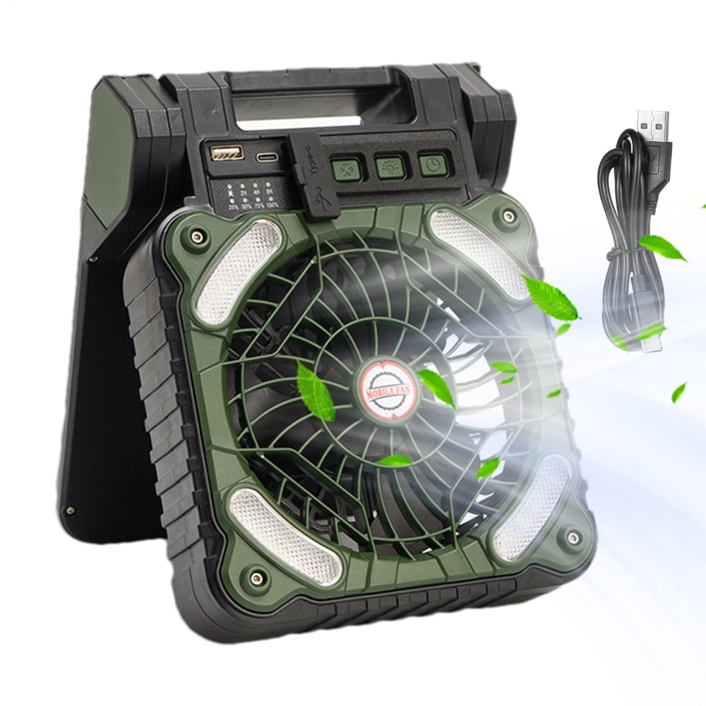 SHZONS Solar Powered Fan Ventilador Panel Solar With LED Lantern Timer ...