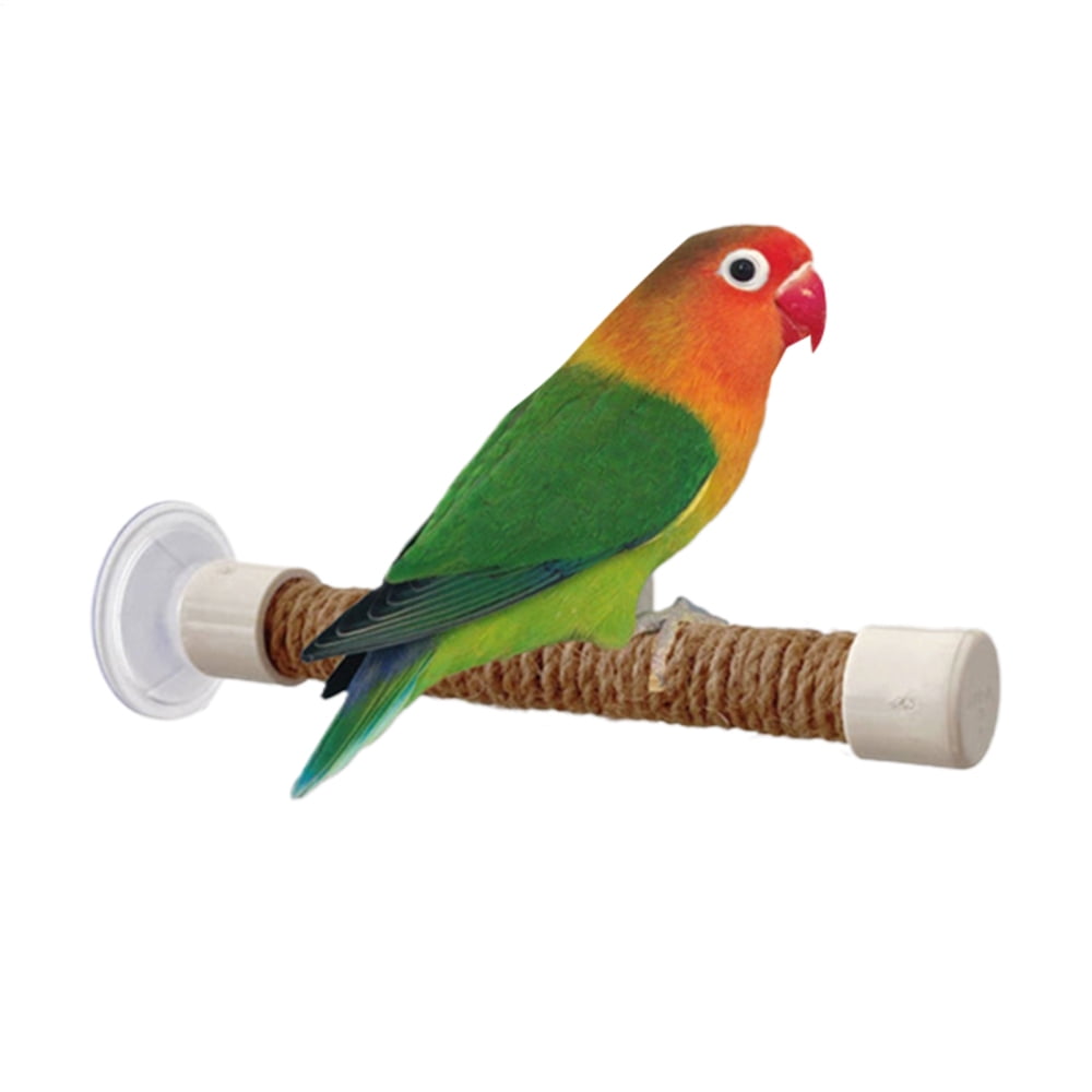 SHZONS Window Perch for Birds Mirror Parakeet Rack Suction Cup Toy Cage ...