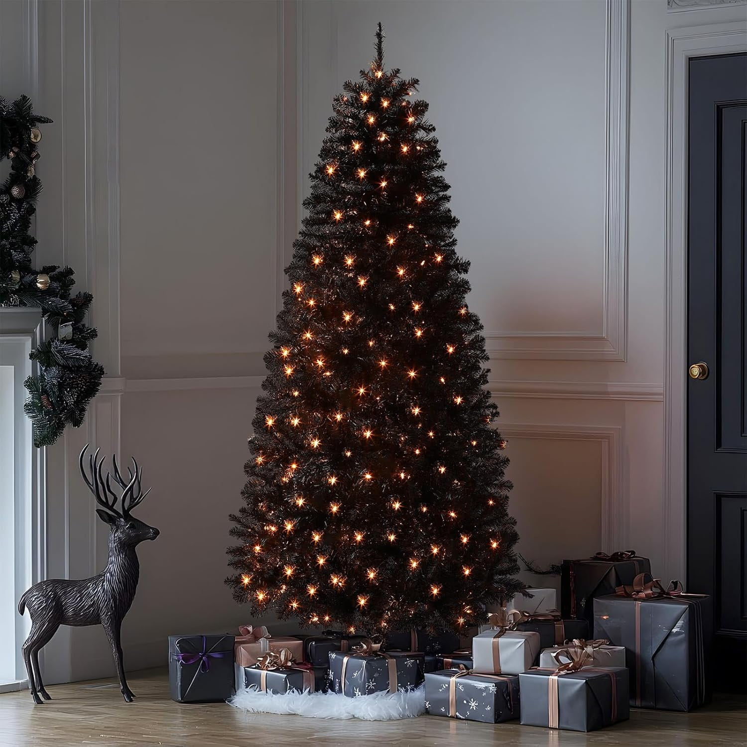 SHareconn 6ft Prelit Premium Artificial Hinged Christmas Tree with Pre-lit 250 Warm White Lights ...