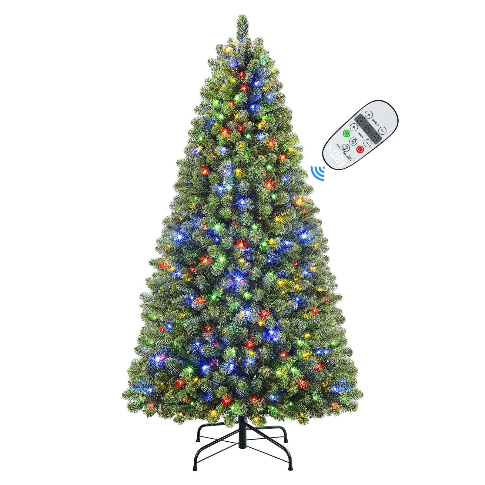 SHareconn 6ft Prelit Premium Artificial Hinged Christmas Tree with Remote Control,Timer, and 330 ...