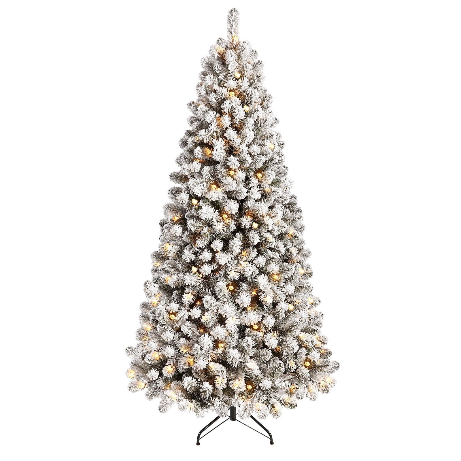 Alupssuc 6.5ft Prelit Snow Flocked Artificial Holiday Christmas Tree w ...