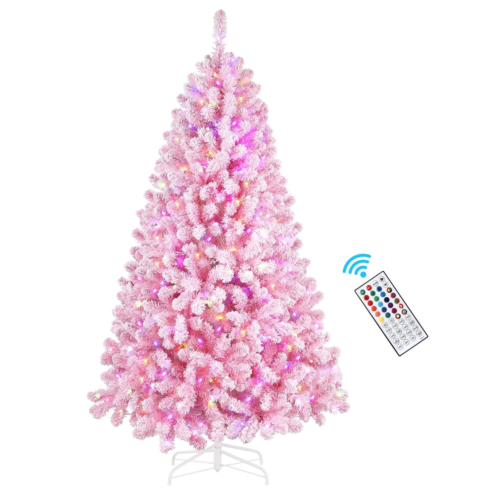 RTB-SHareconn 6.5ft Prelit Snow Flocked Artificial Holiday Christmas ...
