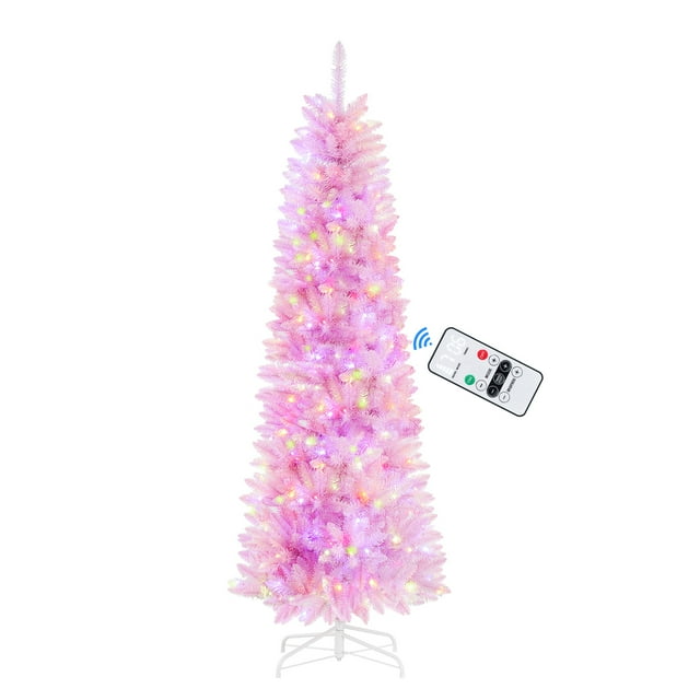 SHareconn 6ft Prelit Artificial Christmas Tree, 240 Lights, 688 Tips, Remote Control, Pink ...