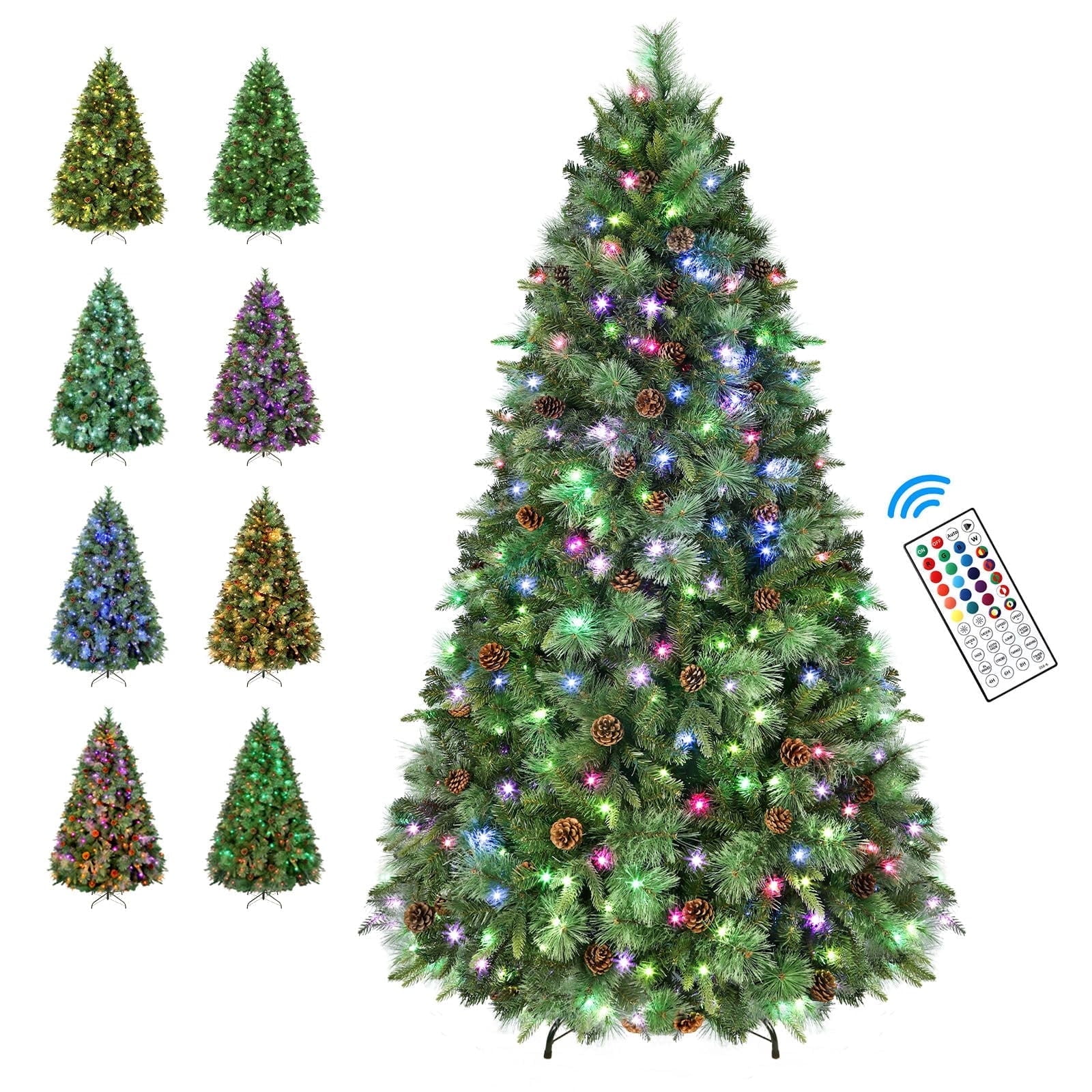 SHareconn 7.5ft Prelit Artificial Hinged Christmas Pine Tree with ...