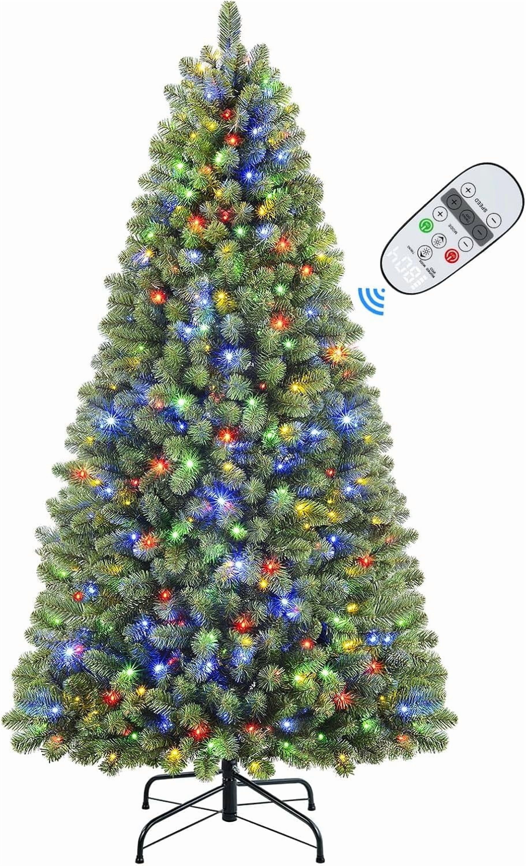 SHareconn 7ft Prelit Premium Artificial Hinged Christmas Tree with Remote Control,Timer, 400 ...