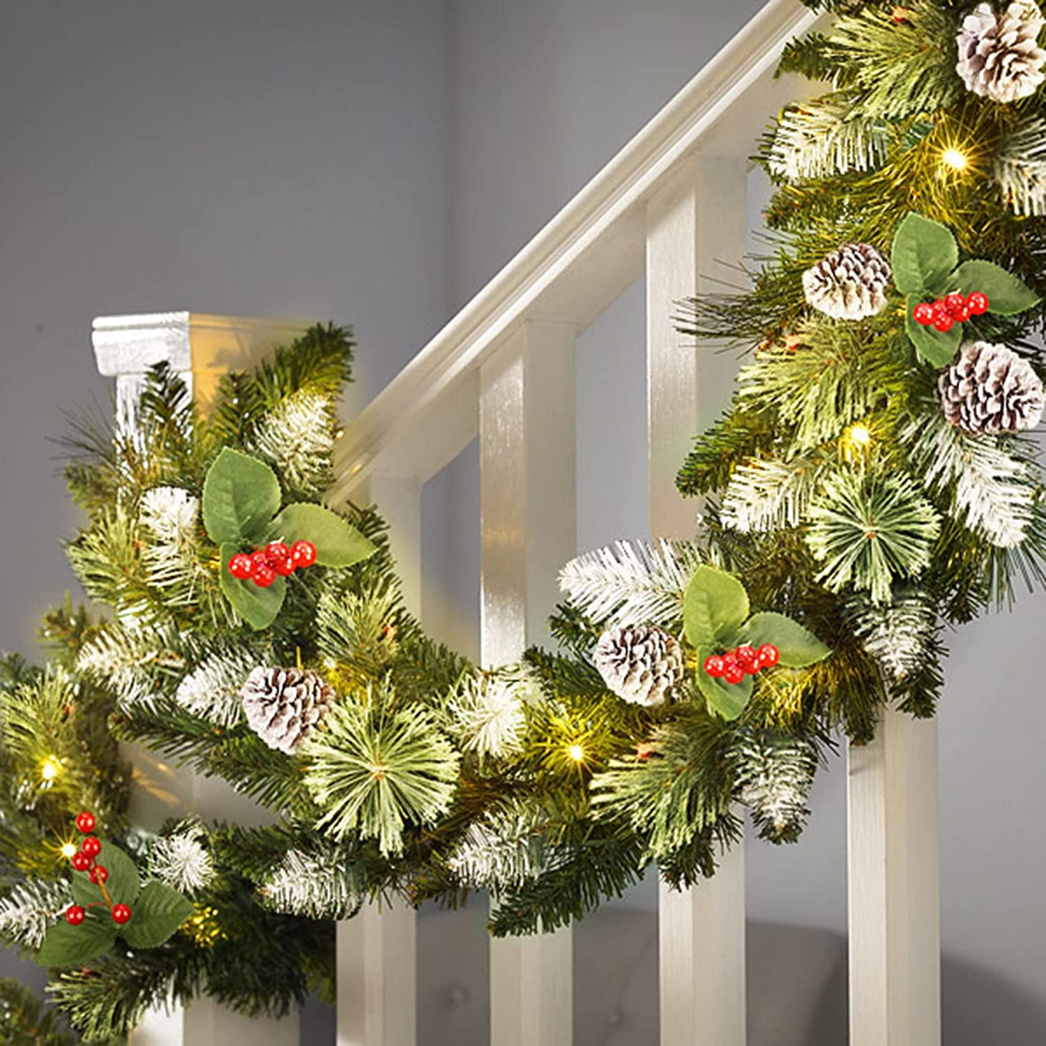 Alupssuc 9ft Christmas Garland with Lights for Fireplace Mantel ...