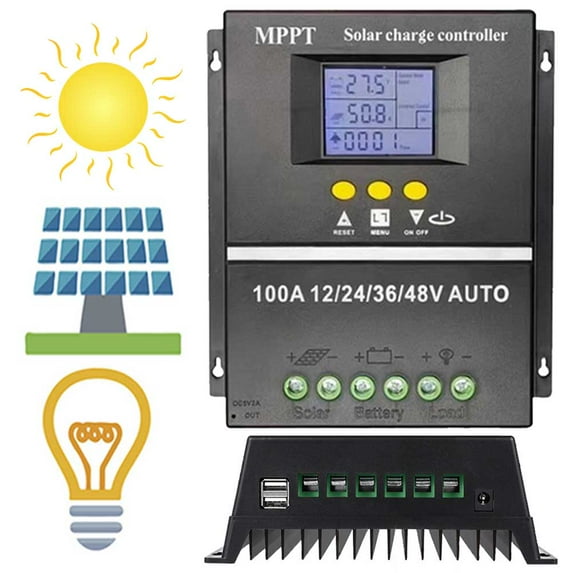 SHegdu 100A MPPT Solar Charge Controller, Solar Panel Battery Intelligent Regulator with Dual ...