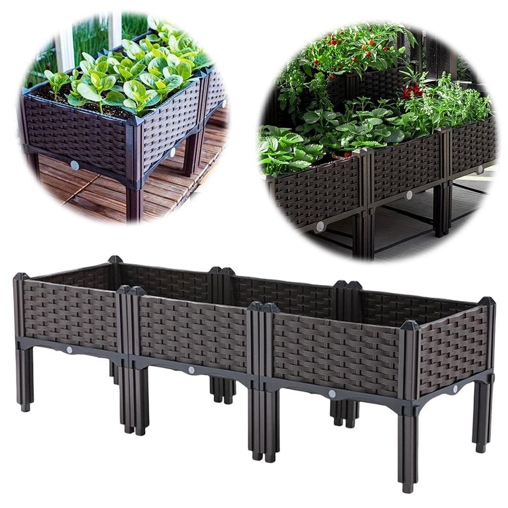 SHegdu Plastic Raised Planter Garden Bed with Legs,with Drainage Holes ...