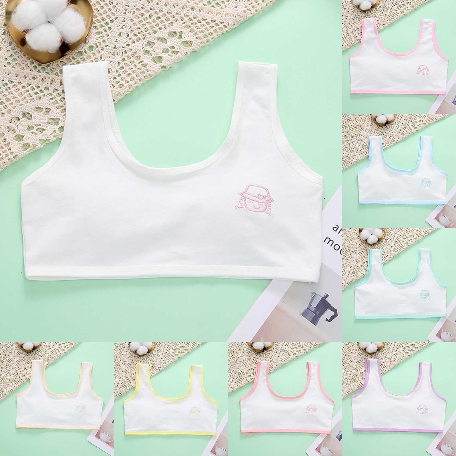 SHenli Girls Training Bras Kids Bra Longline Crop Fixed Pads Underwear ...