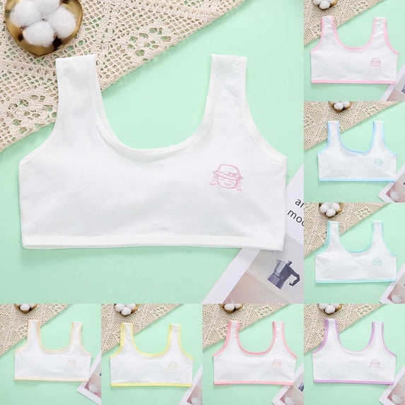 SHenli Girls Training Bras Kids Bra Longline Crop Fixed Pads Underwear ...