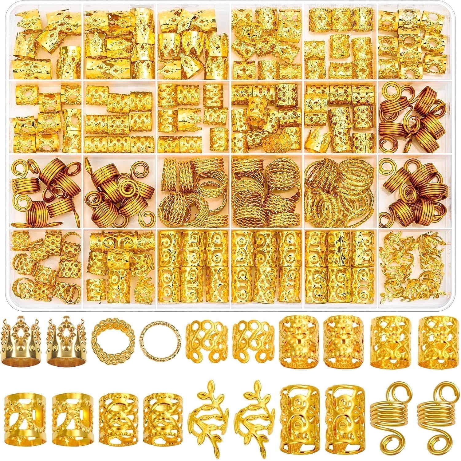 Chiadmi 220 Pcs Gold Hair Jewelry for Braids, Loc Jewelry for Hair ...