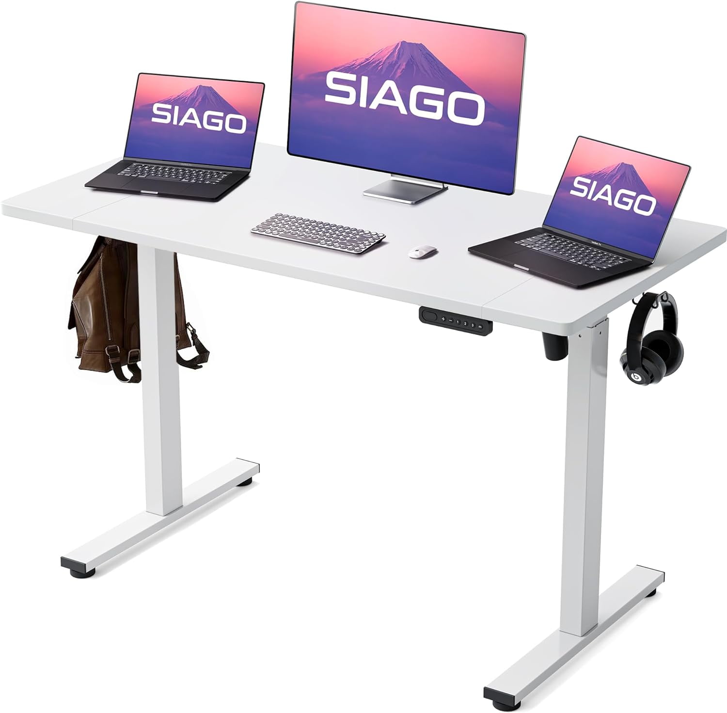 SIAGO Electric Standing Desk Adjustable - 48 x 24 Inch Sit Stand up Desk with Cable Management ...