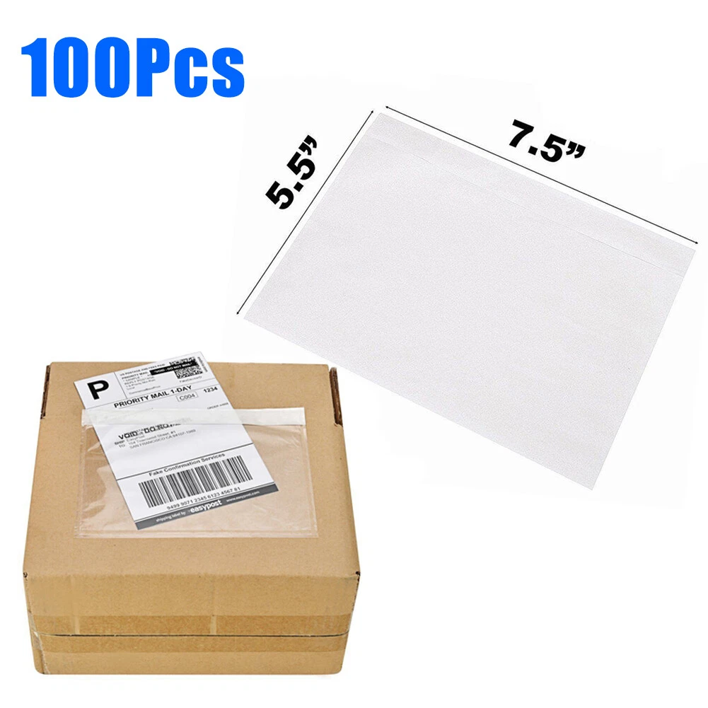 SIANA- 100X Clear Packing Invoice List Pouches 7.5X5.5 Shipping Label ...