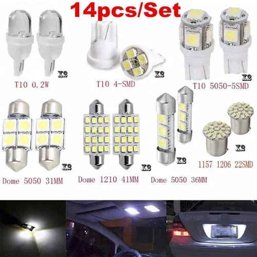 SIANA- 14Pack Car Interior Led Light For Dome Map License Plate Lamps ...