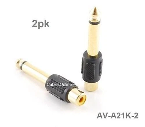SIANA- 2Pk Rca Female Jack To 1/4" Mono Male Plug Audio Adapter,Gold ...