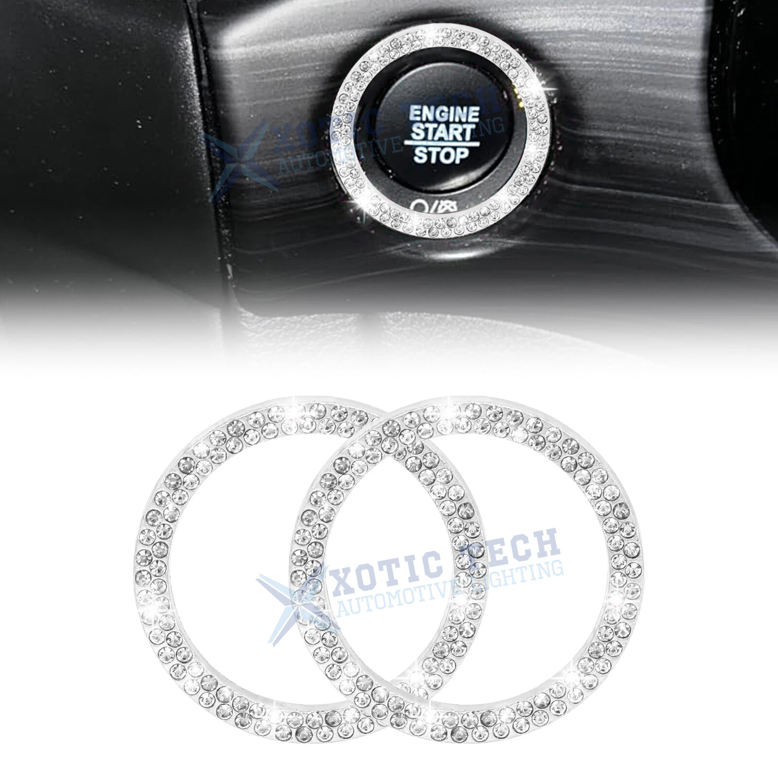 SIANA- 2X Push Start Button Bling Ignition Ring Sticker Sparkling ...
