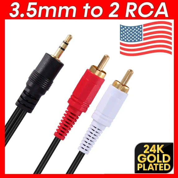 SIANA- 3.5Mm To Rca Cable 2Rca To Aux Cord 2-Rca To 3.5Mm Adapter ...