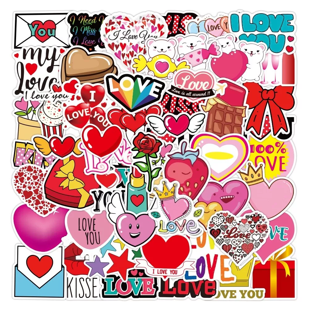 SIANA- 50 Pcs Hearts And Love Stickers Romance Decals Laptop Yeti Hydro ...