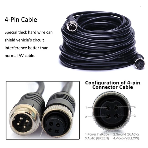 SIANA- 5M Car Video Extension Cable 4-Pin Aviation Wire For Truck ...