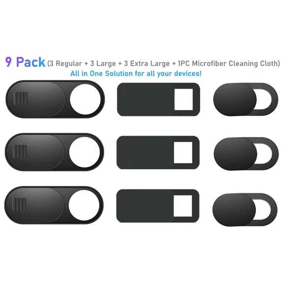 Camera Covers for Phones and Laptops in Black and Clear Styles
