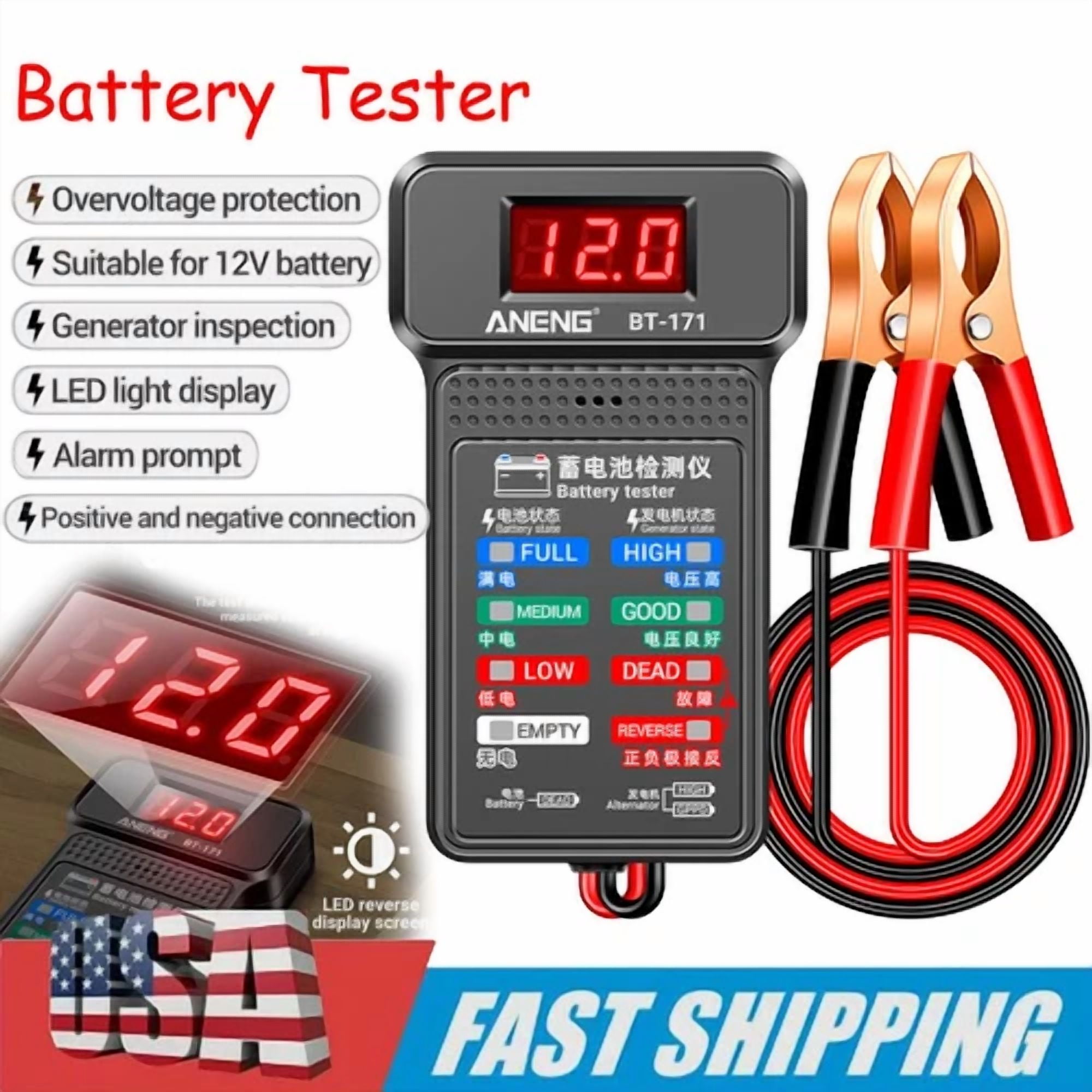 SIANA- Battery Tester Bt-171 Monitor Panel Gauge-Battery Status ...