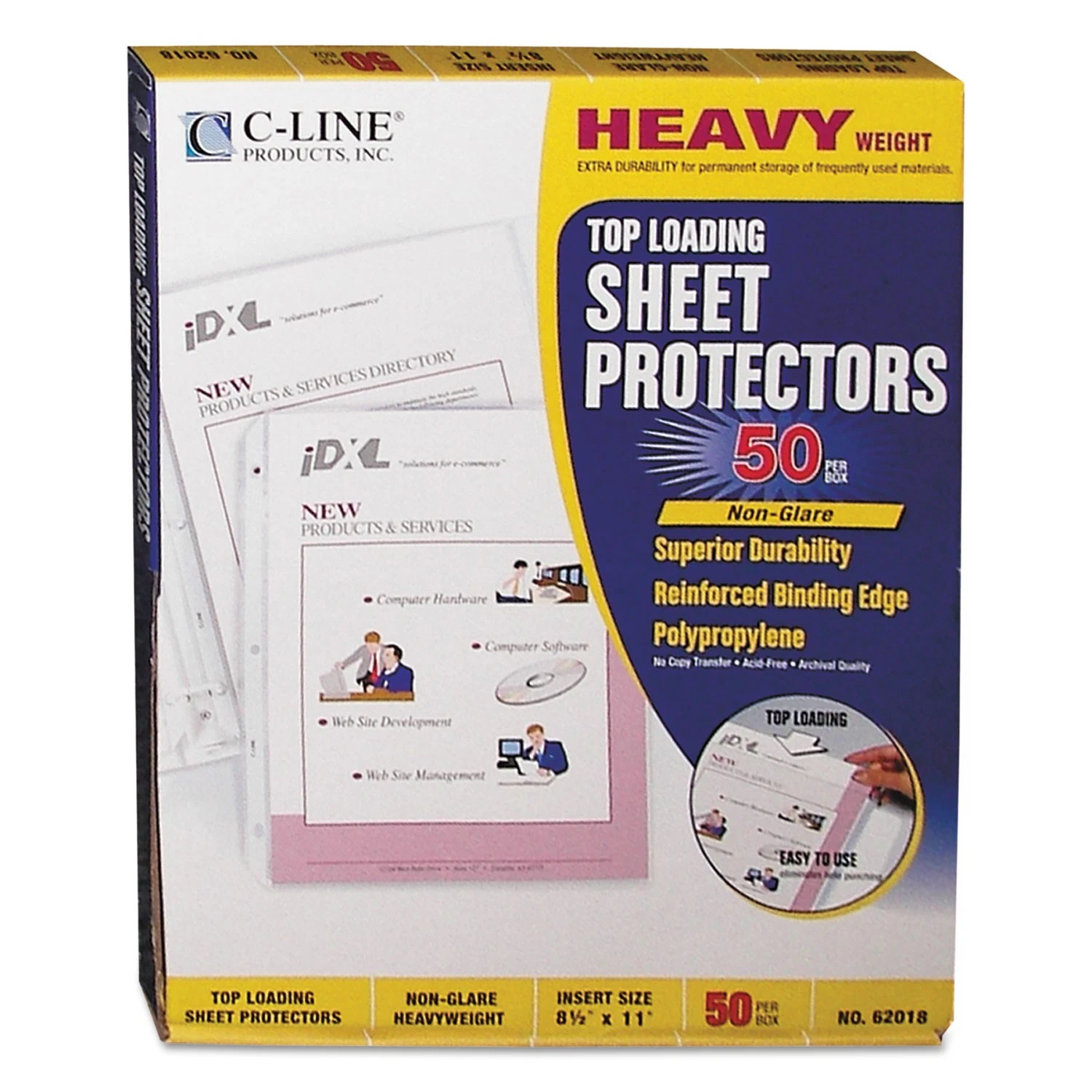 SIANA- C-Line Heavyweight Polypropylene Sheet Protector Non-Glare 2" 11 ...