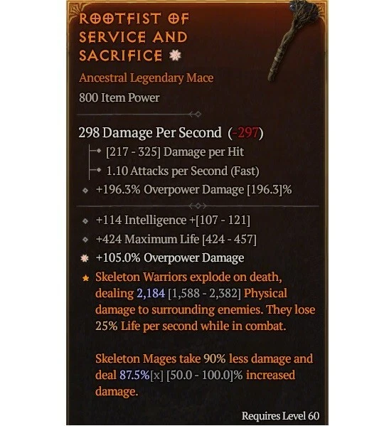 SIANA- Diablo 4 S8 Rootfist Sacrifice 1Ga Overpower Damage Legendary ...
