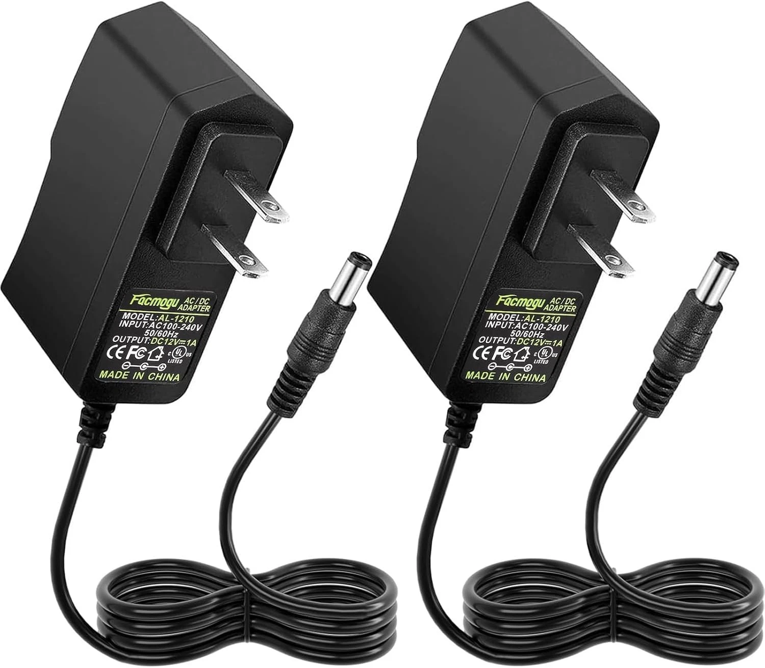 SIANA- Facmogu 2 Pack 12V 1A Ac/Dc Power Supply, 100-240V Ac To Dc - 2 ...