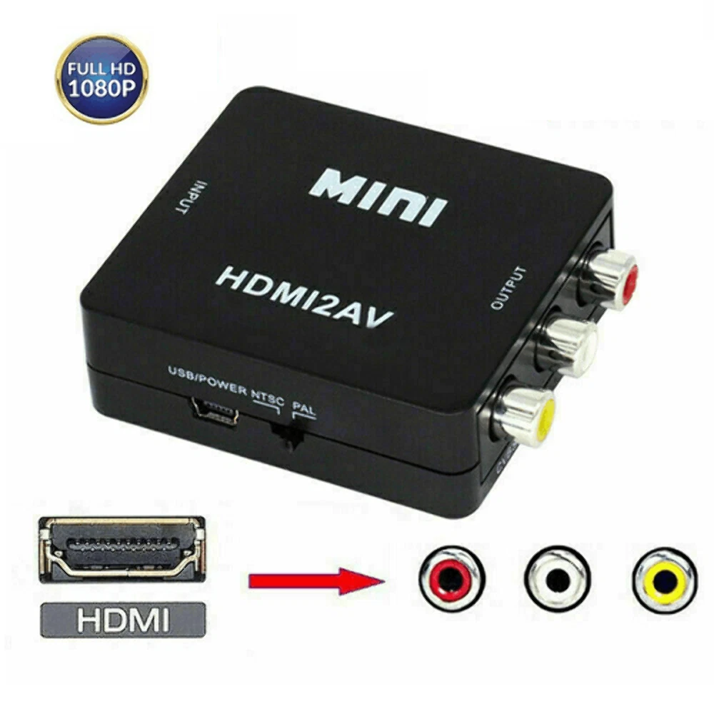 SIANA- Hdmi To Rca Av Adapter Converter Cable Cvbs 3Rca 1080P Composite ...