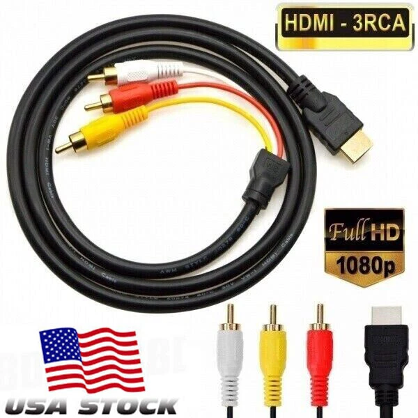 SIANA- Hdmi To Rca Av Adapter Converter Cable Cvbs 3Rca 1080P Composite ...