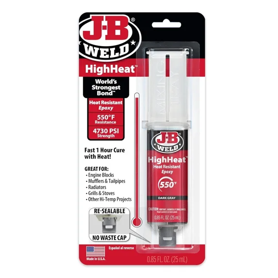 SIANA- J-B Weld High Heat Epoxy Dark Grey Syringe Heat Resistant ...