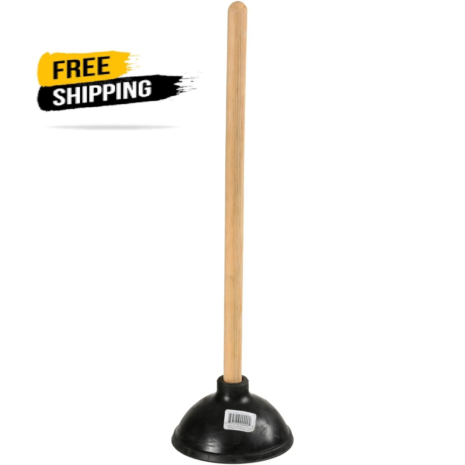 SIANA- Kendik Rubber Toilet Plunger With Wood Handle. Clears Toilets ...