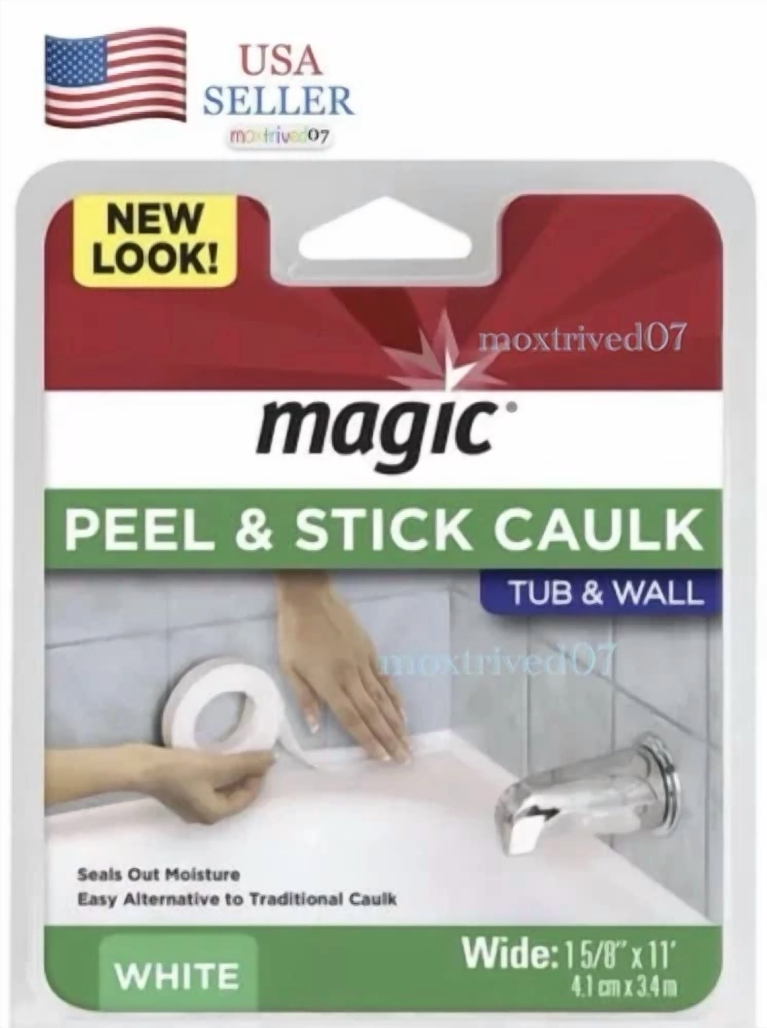 SIANA- Magic Peel & Stick Caulk Tub & Wall White 1-5/8" X 11' Bathtub ...