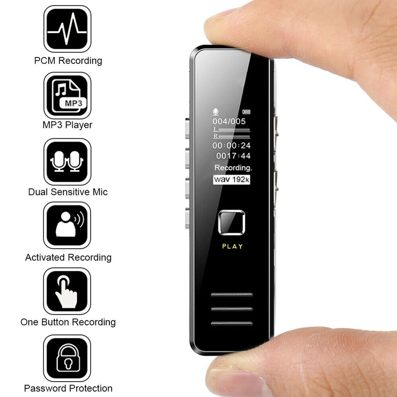 SIANA- Mini Spy Digital Audio Recorder Dictaphone Mp3 Player Built-In ...