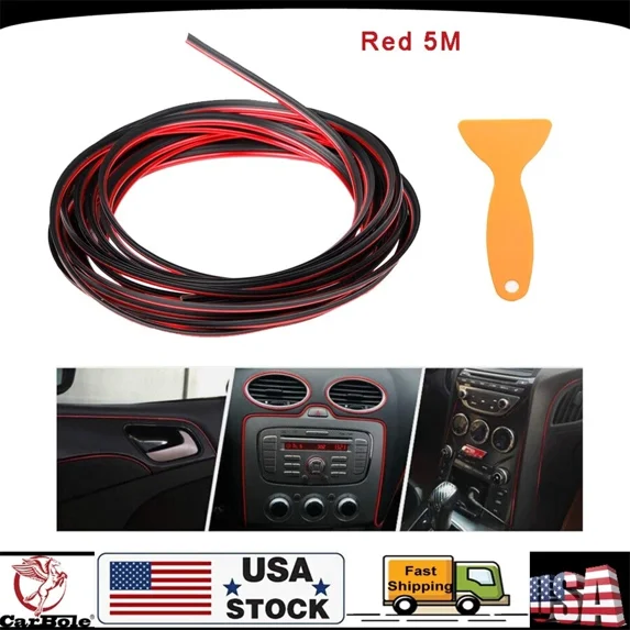 SIANA- Red 5M Car Interior Door Gap Edge Line Insert Molding Trim Strip ...