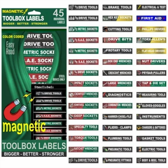 SIANA- Ultimate Magnetic Toolbox Labels Fits All Steel Boxes Tool Chest ...