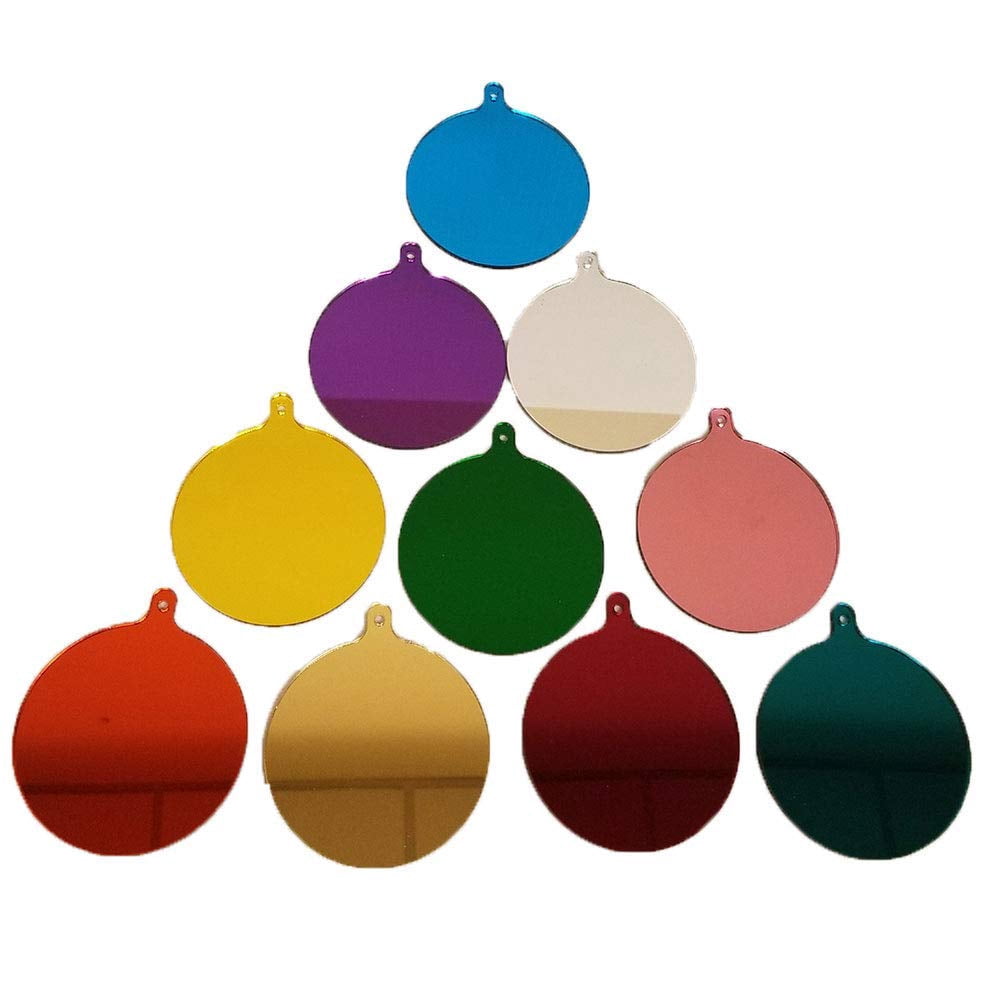 SIBE-R PLASTIC SUPPLY Acrylic Yellow Colored Mirror Round Baubles Blank ...