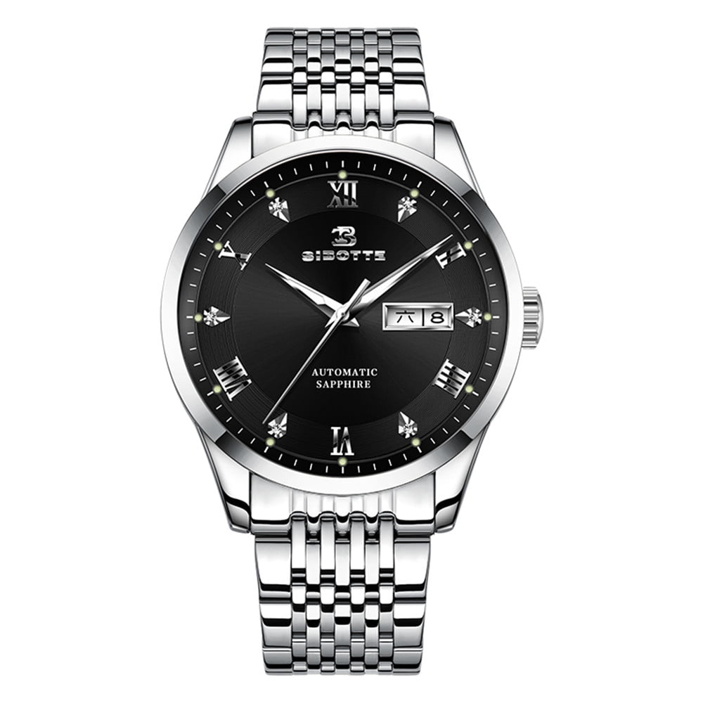 SIBOTTE Men Week Month Vintage Wristwatch Analog Rhinestone Automatic ...