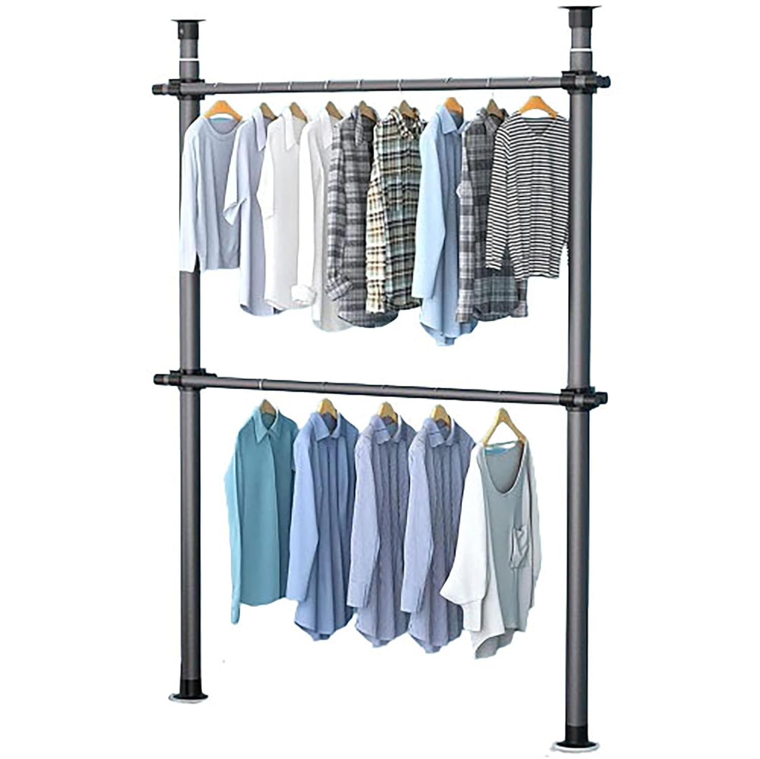 SIBY 2 Layer Telescopic Wardrobe Clothes Rack Adjustable Clothes Drying ...