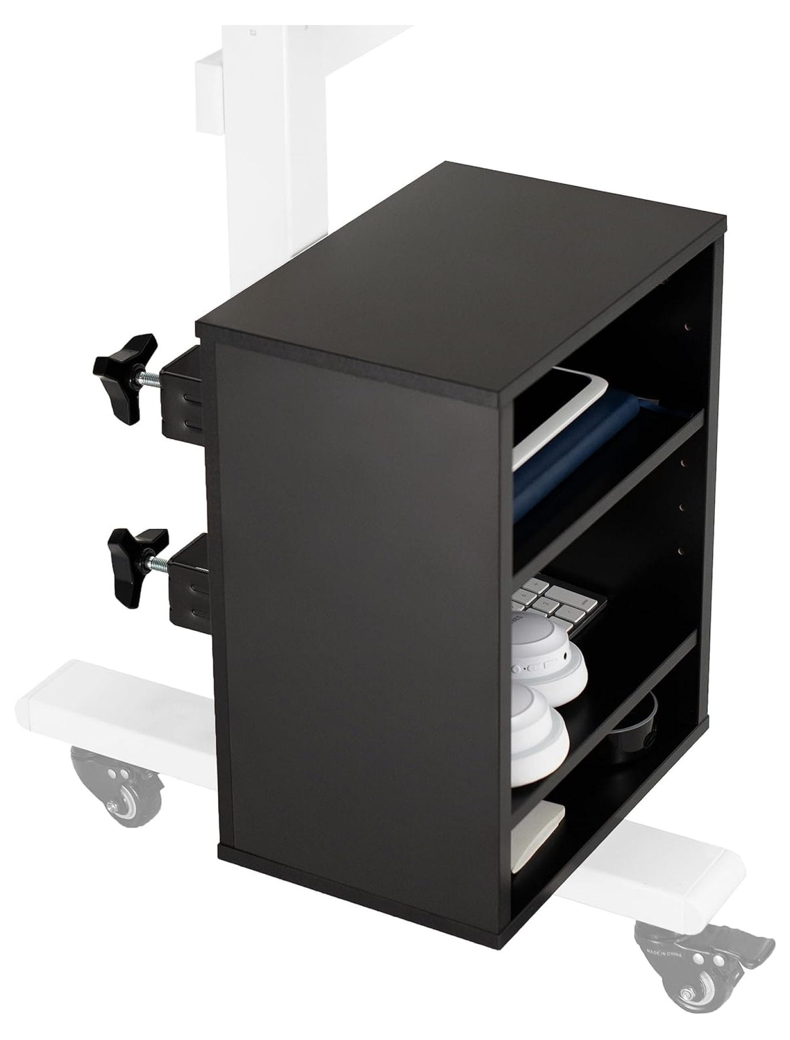 SICHEN Clamp-on Under Desk Shelving Unit, Office Accessory Holder for Supplies, Gaming Devices ...