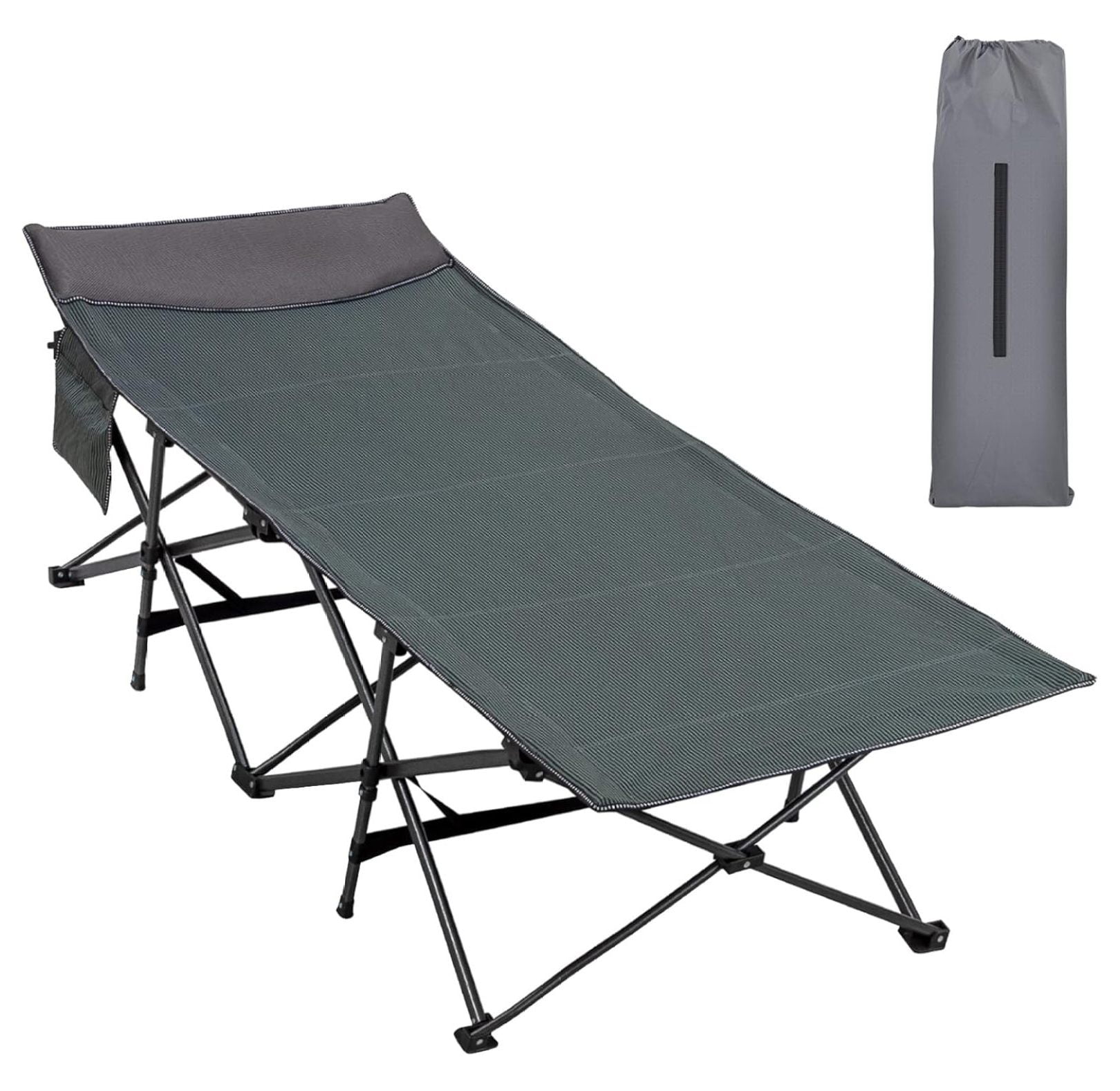 SICHEN Folding Camping Cots for Adults Heavy Duty 79”x31” Extra Wide Potable Sleeping Cots for ...