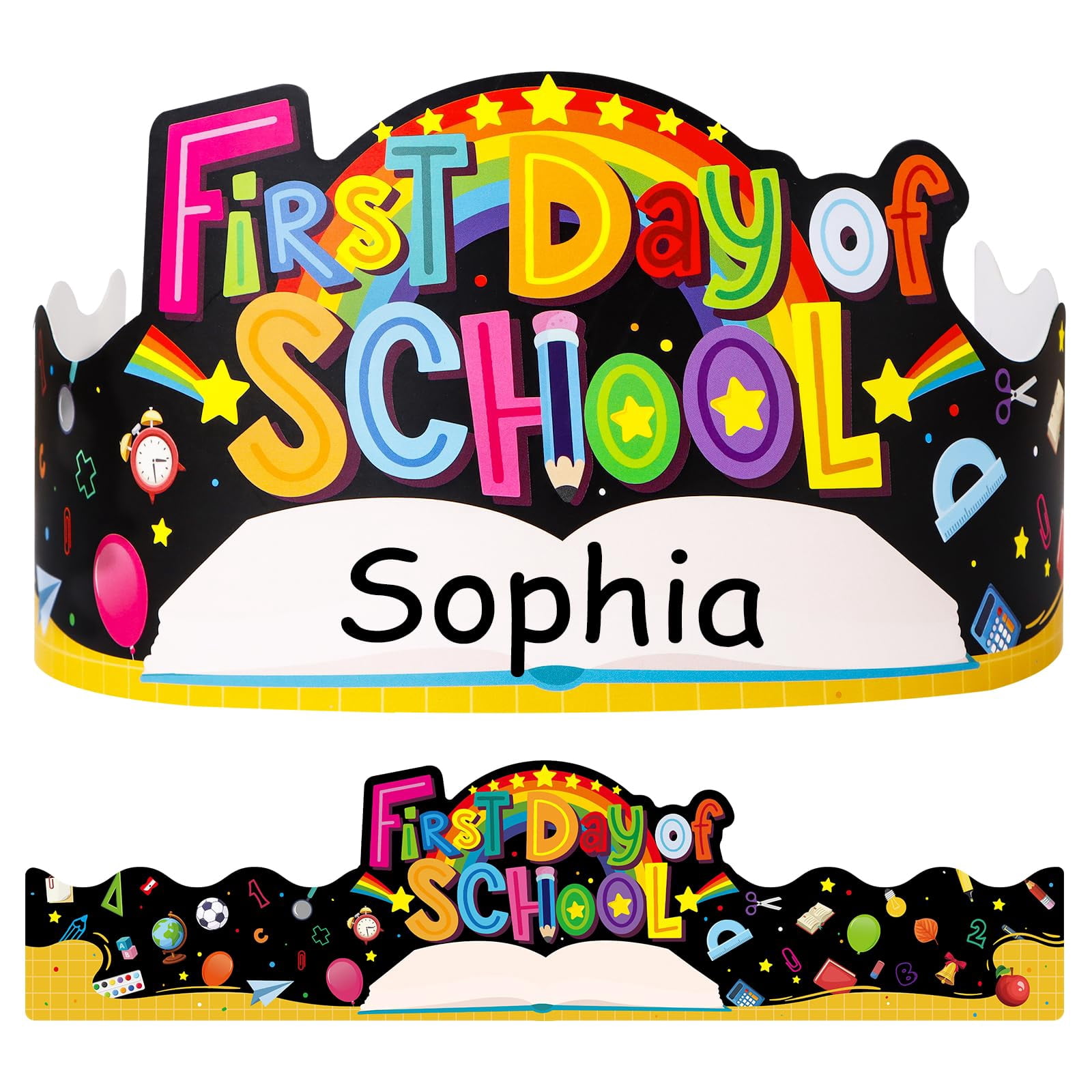 SICOHOME First Day of STF9 School Paper Crowns Decorations 24pcs ...