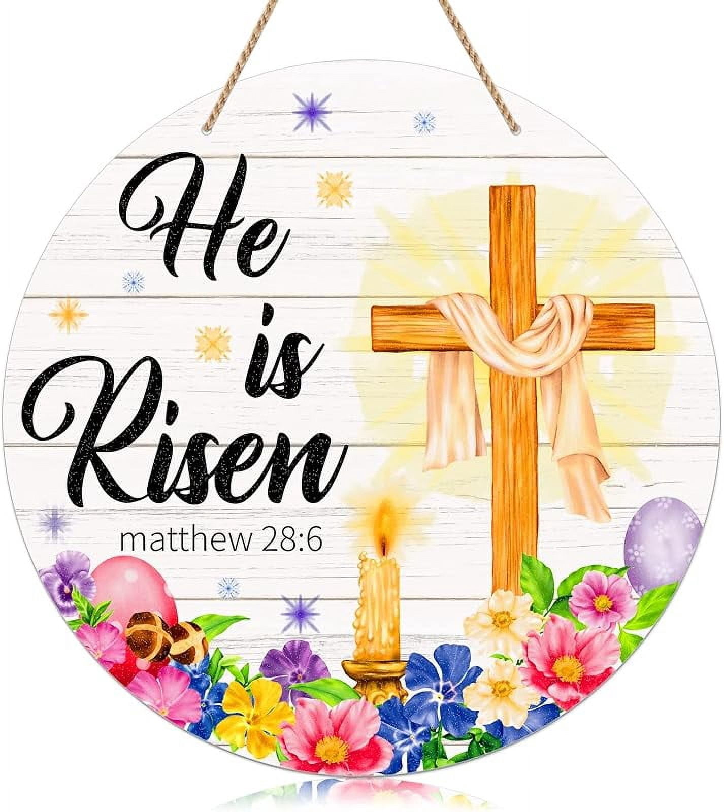 SICOHOME He is Risen Door Sign 11.8" Vintage Floral He is Risen Decor ...
