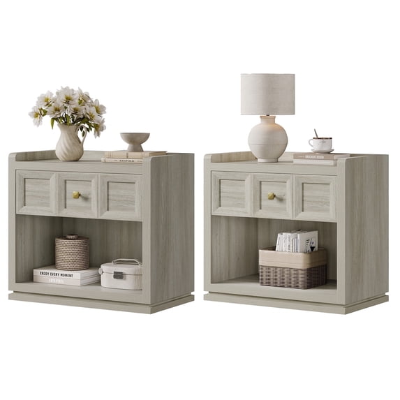 SICOTAS, Farmhouse Nightstands Set of 2, 26" W, White Oak - Walmart.com