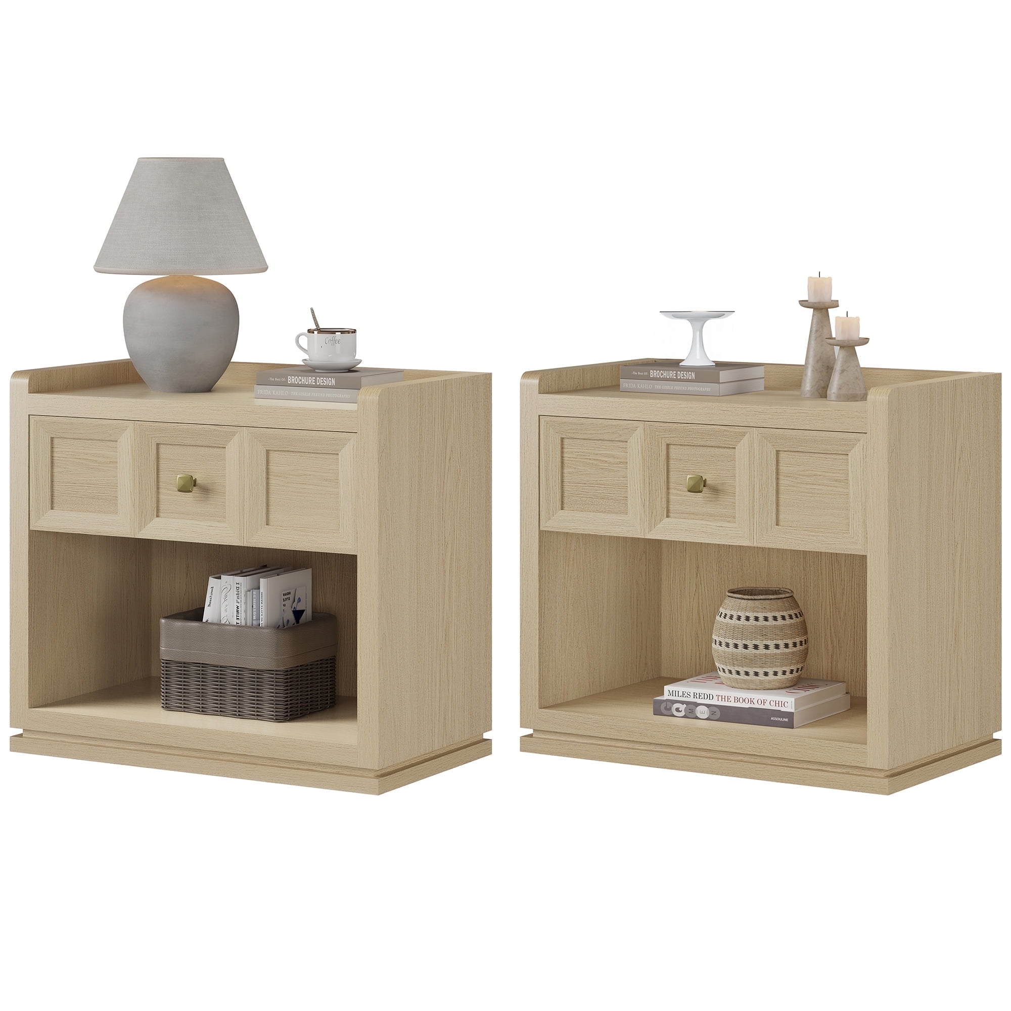 SICOTAS 26" W Farmhouse Nightstands Set of 2, Big nightstands with ...