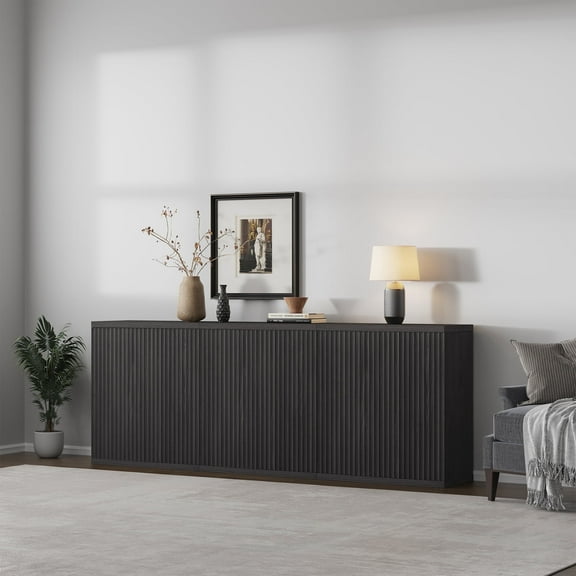 Sideboard Buffet Cabinet with Storage, 40" Mid Century Modern Fluted ...