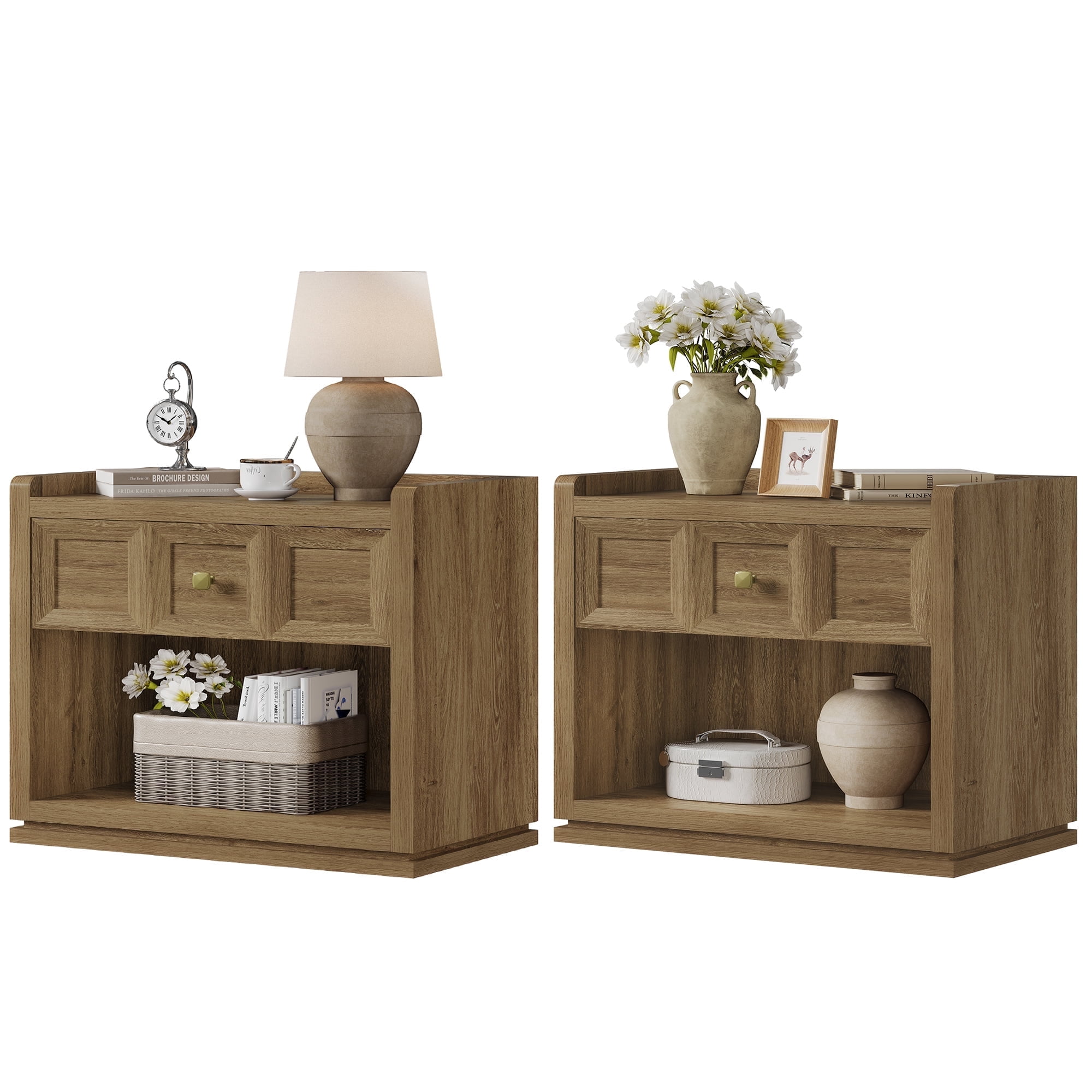 SICOTAS 31" W Farmhouse Nightstands Set of 2, Big nightstands with ...