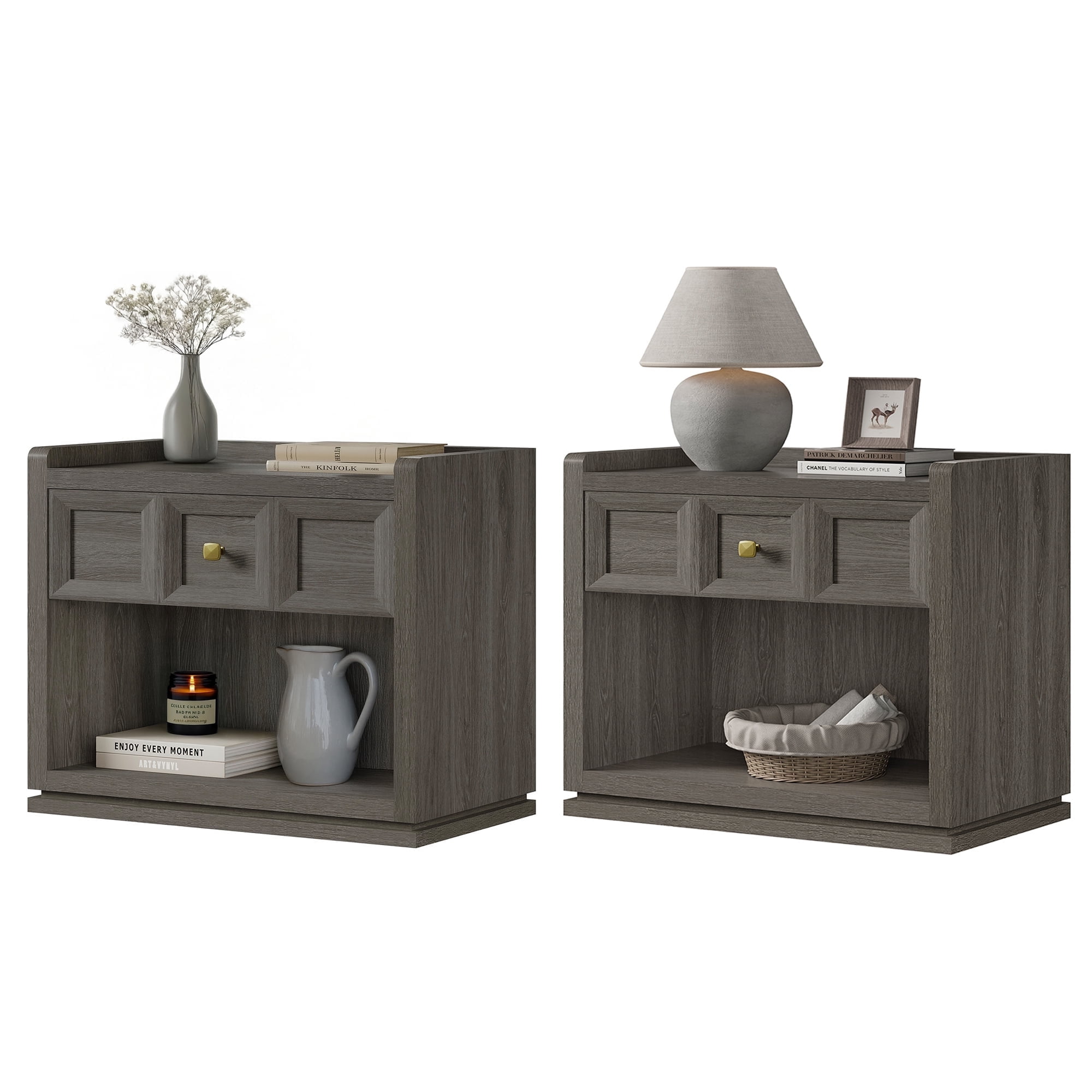 SICOTAS 31" W Farmhouse Nightstands Set of 2, Big nightstands with ...