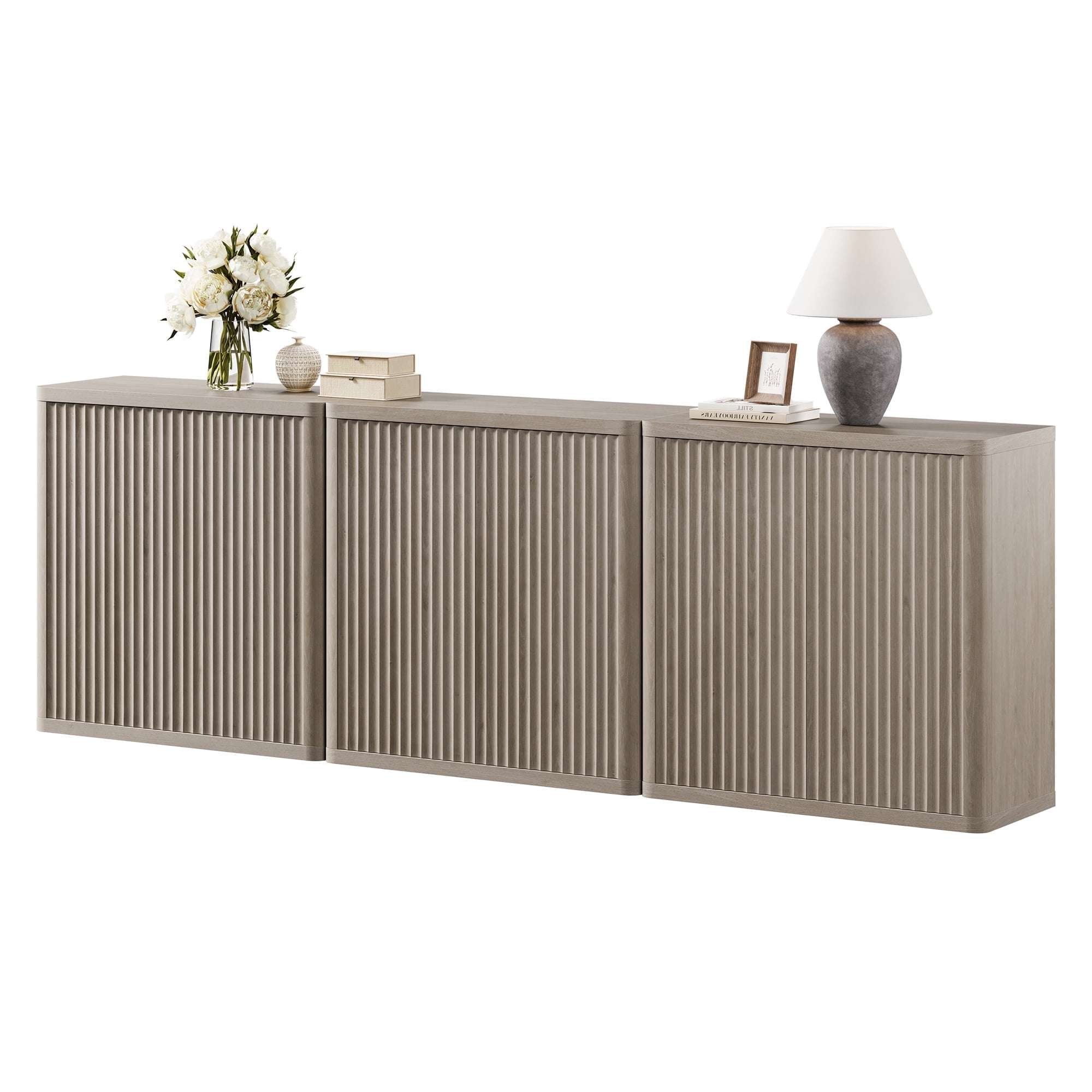 SICOTAS 34.6" Modern Fluted Sideboard Buffet Cabinet Set of 3 with 2 ...